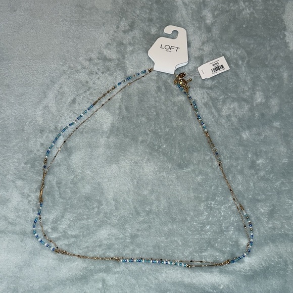 LOFT | Jewelry | Loft Gold And Blue Statement Necklace | Poshmark